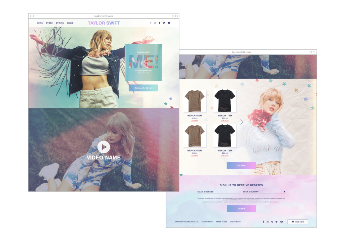 Taylor Swift website Design for Taylor Swift Lover - ST8MNT BRAND AGENCY
